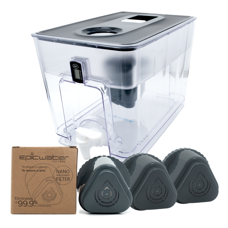Epic Nano Water Filter Dispenser Bundle | Black | Removes Bacteria & Virus
